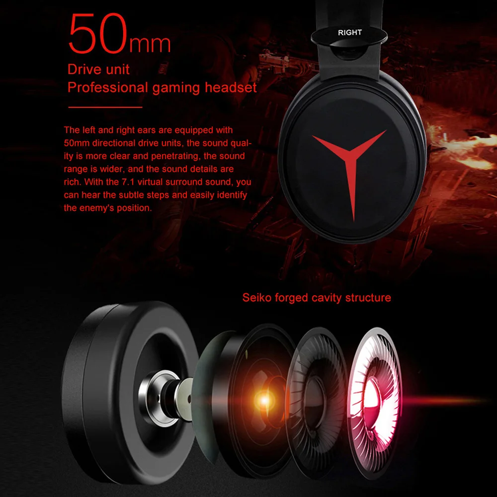 Lenovo Star Y360 Wired Gaming Headset Gamer PC Over-the-ear Headphone With Microphone Earphones ...