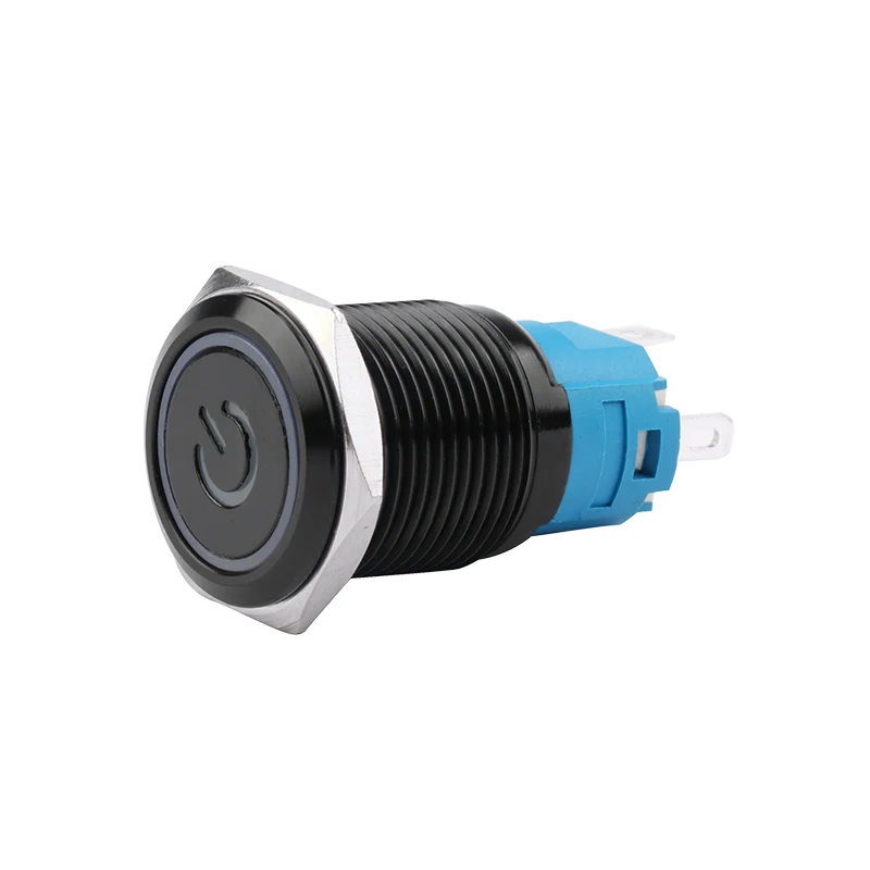 16mm Metall Alumina schwarz presse taste reset Taster Schalter mit Led ...