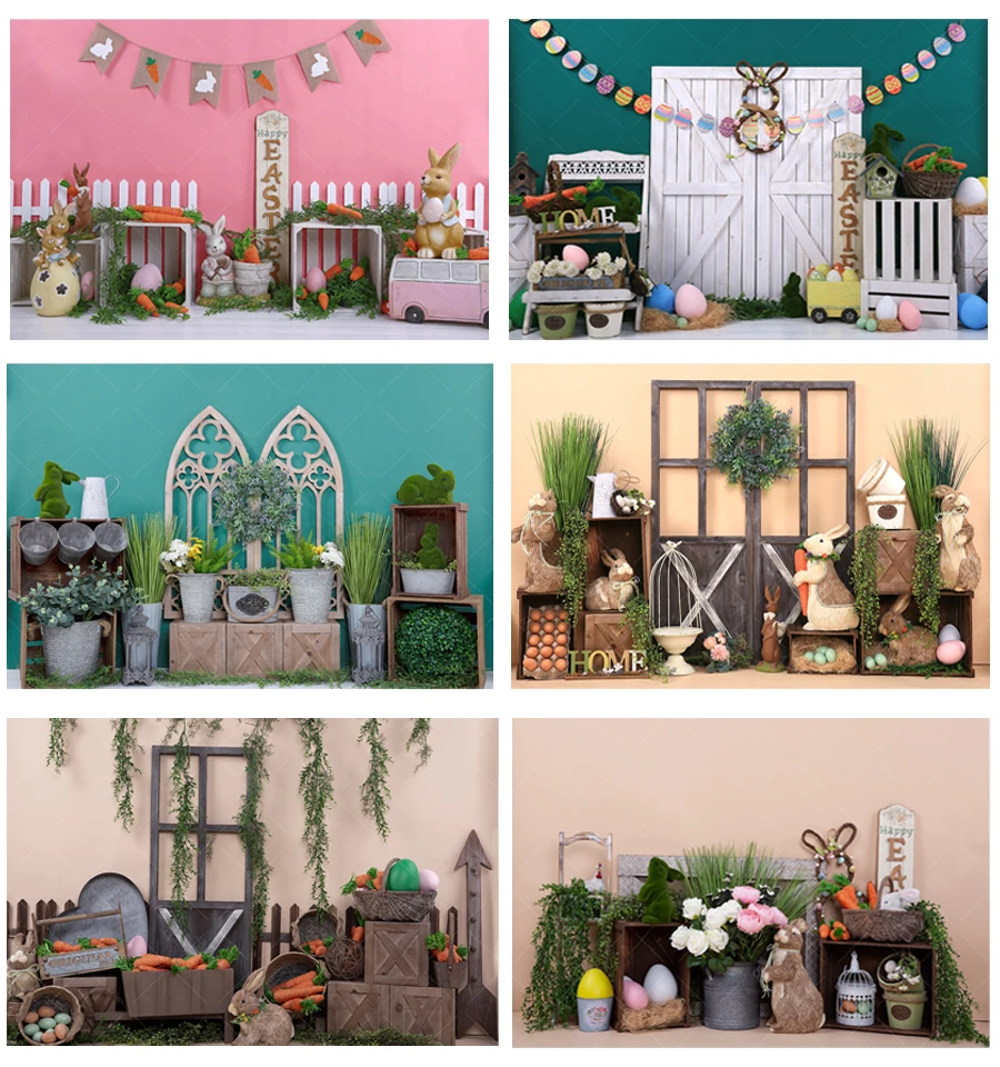 Easter Backdrops For Photography Spring Flowers Bunny Eggs Newborn Baby ...