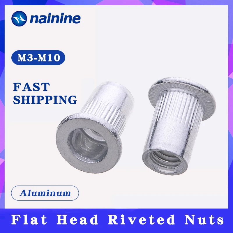 Aluminum Rivet Nut M3 M4 M5 M6 M8 M10 M12 Rivnut Flat Head Threaded ...
