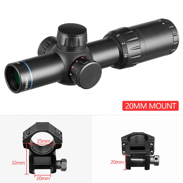 Fire Wolf HD 1.5-5X20 Riflescope Green Red Reticle Sight Dot Scope ...