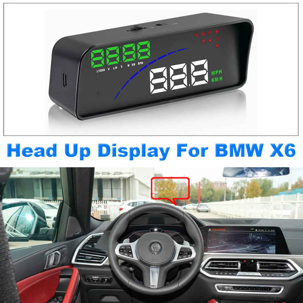 HUD 헤드 업 디스플레이 BMW X6 E71/E72/M/F16/G06 2008 2021 자동차 전자 액세서리, 속도 안전 운전 ...