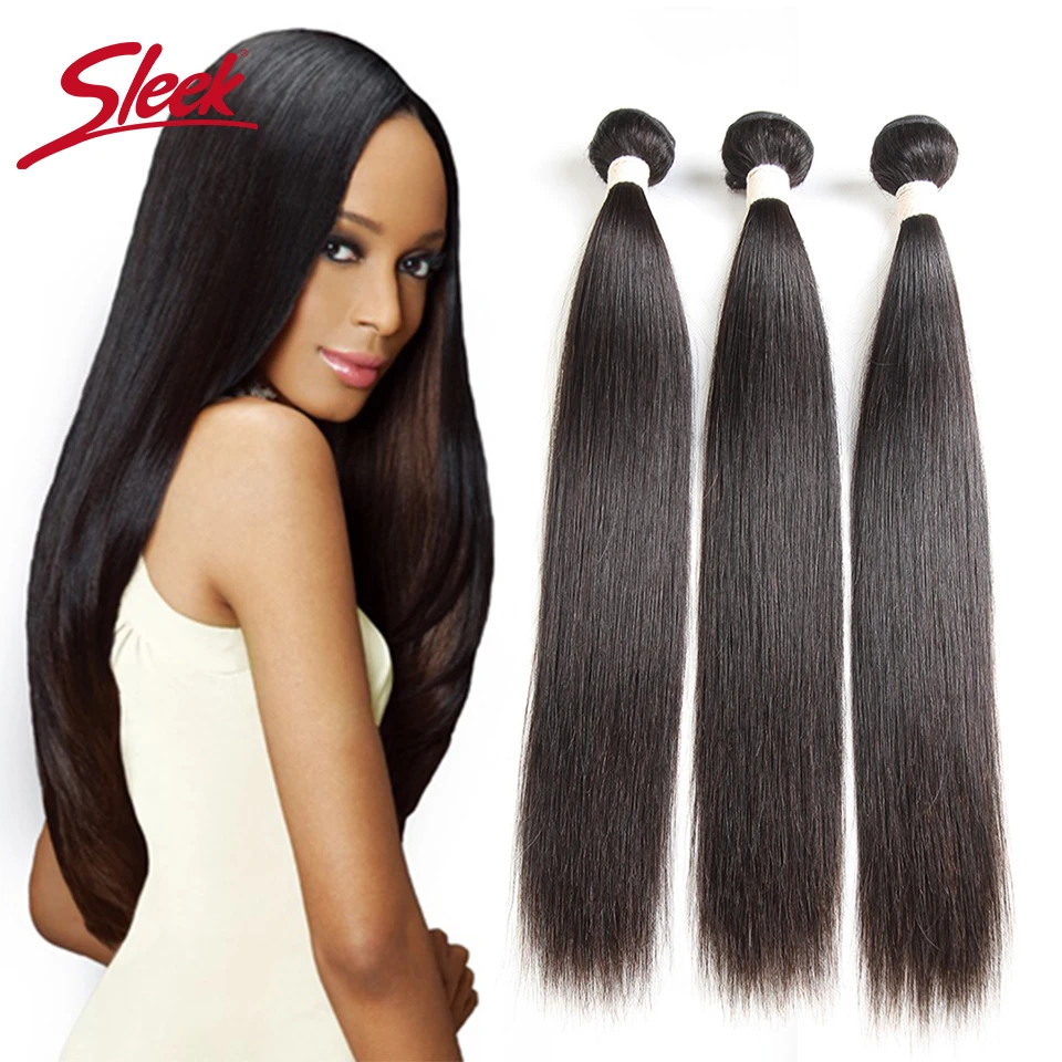 Sleek cabelo natural liso, pacotes de cabelo humano liso brasileiro ...