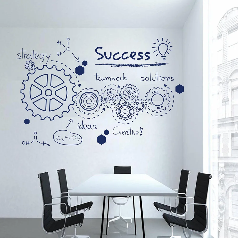 Gear-Wall-Decal-Teamwork-Office-Motivational-Success-Words-Vinyl-Window ...
