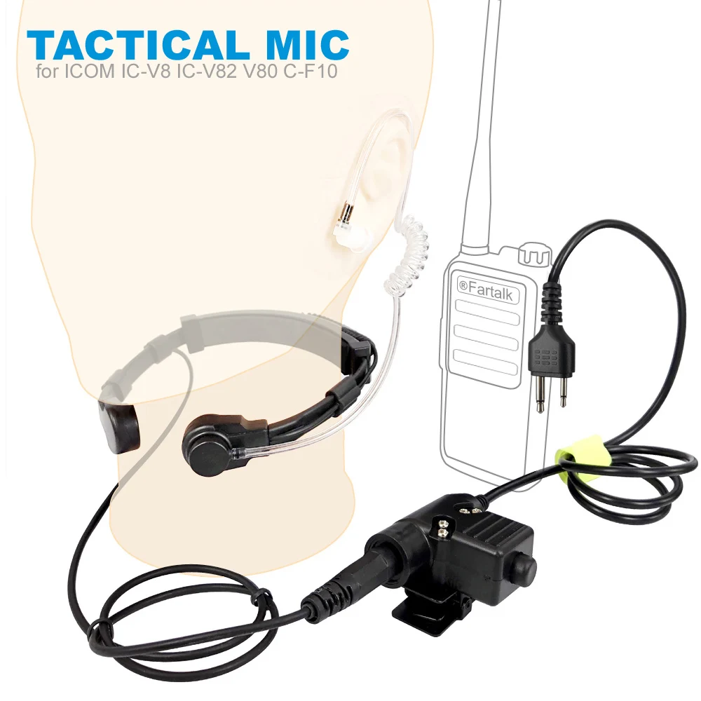Walkie-Talkie-Microphone-Heavy-Duty-U94-PTT-Neck-Throat-Mic-Earpiece ...