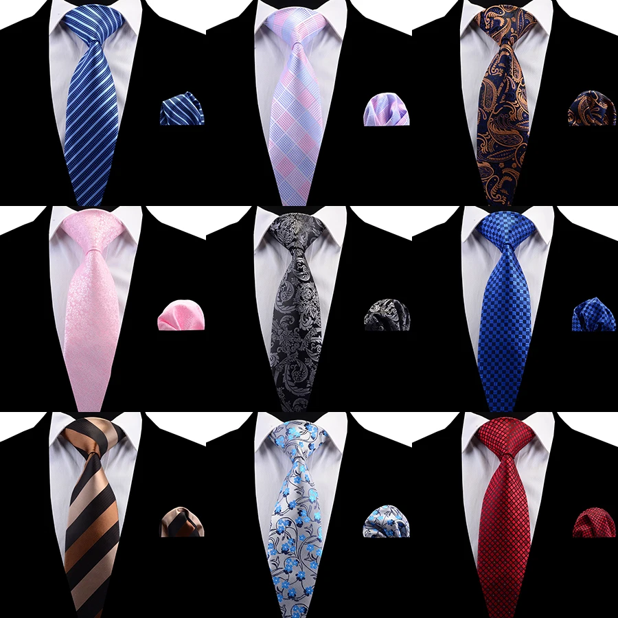 GUSLESON New Necktie Set Quality Floral Wedding Tie Fashion Plaid ...