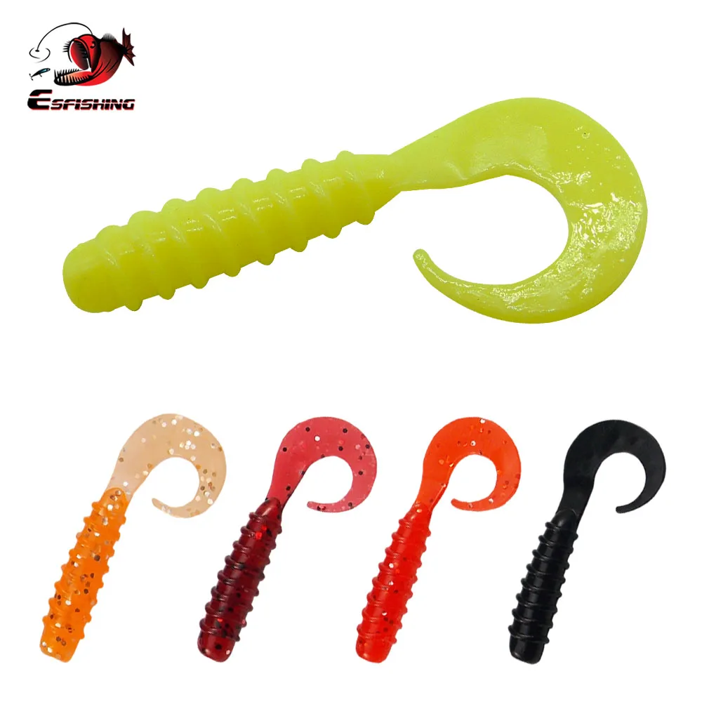 ESFISHING Soft Plastics Coil Sigle Tail Grub 55m 10pcs Artificial ...