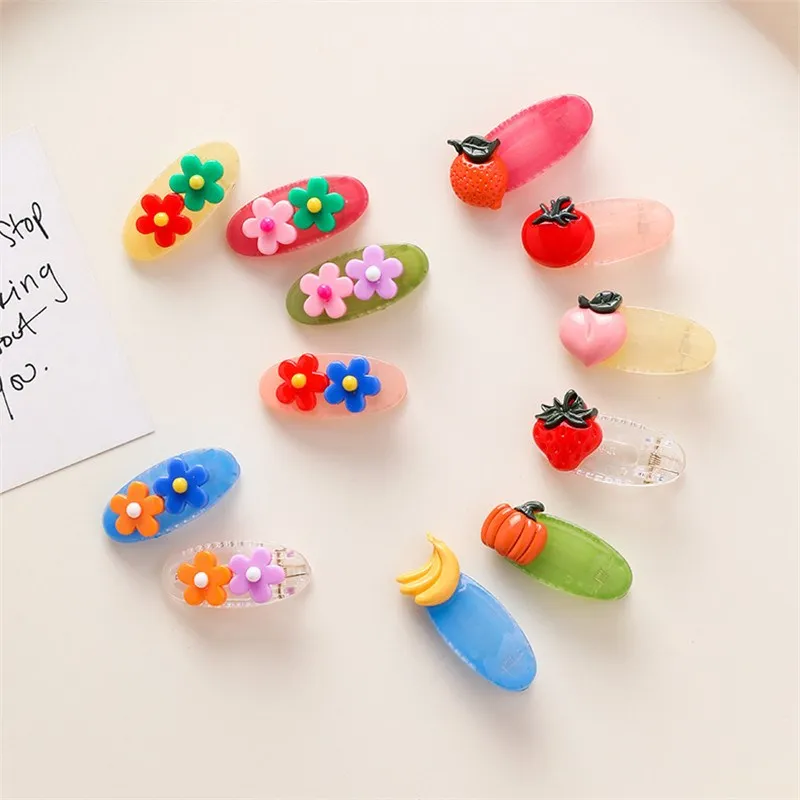 12 Colors New Printed Cute Fruit Clips Hairpins Girls Hair Accessories ...