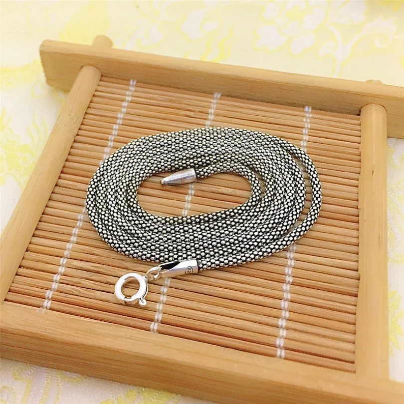 Echt S925 Sterling Silber Lange Kette Choker Halsketten für Frauen Männer Paar Anhänger Retro ...