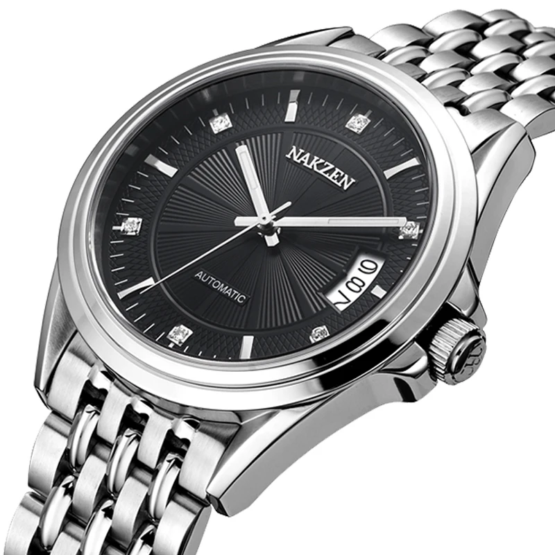 Genuine Luxury Nakzen Brand Nh35 Men Full Steel Automatic Mechanical ...