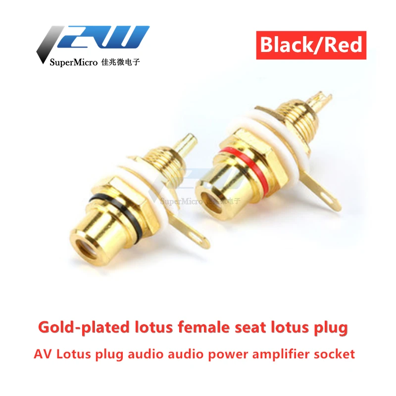 2PCS-Lot-Pure-copper-Gold-plated-Lotus-Female-Base-AV-Audio-Plug-RCA ...