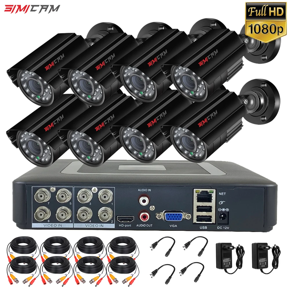 1080P AHD Security Camera System CCTV 4/8CH DVR 2/4/6/8PCS Bullet ...