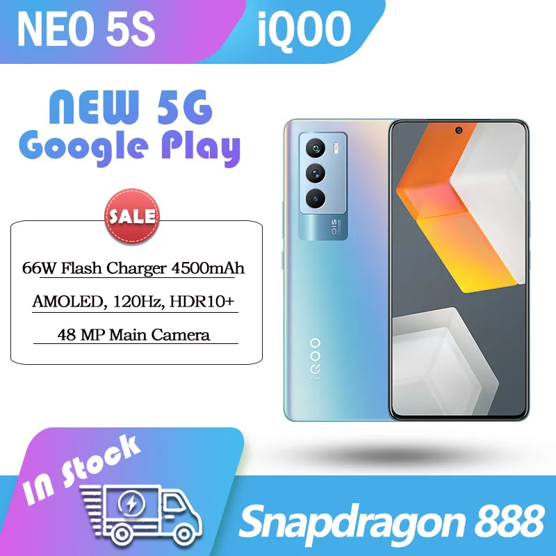 Vivo teléfono inteligente iqoo neo 5S 5G, Original, Snapdragon 888, cargador flash de 66W ...