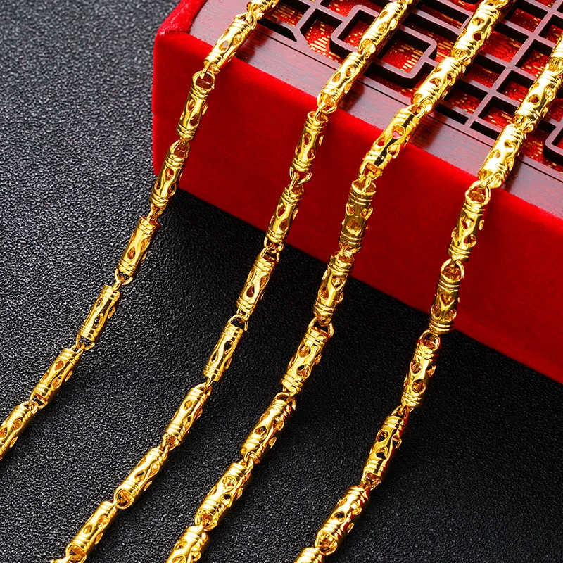 Double Dragon Chain Necklace For Men And Women 24K Gold – ZNZ Jewelry ...