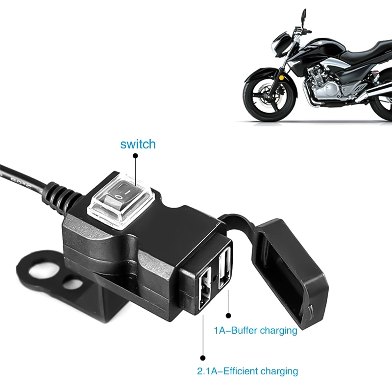 Dual USB Port 12V Waterproof Motorbike Motorcycle Handlebar Charger 5V ...