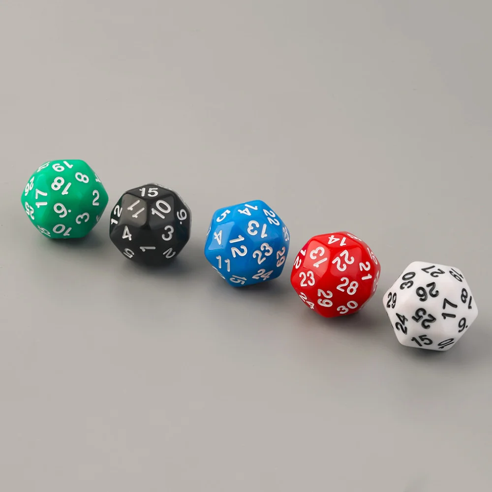 Hot selling1PCS 25MM 30 sided Dice Plastic Cubes Dice black/white/red ...