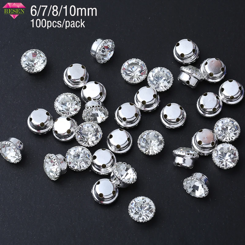 RESEN-Top-Clear-Crystal-Sliver-Base-Sew-on-Flower-Claw-Rhinestones ...