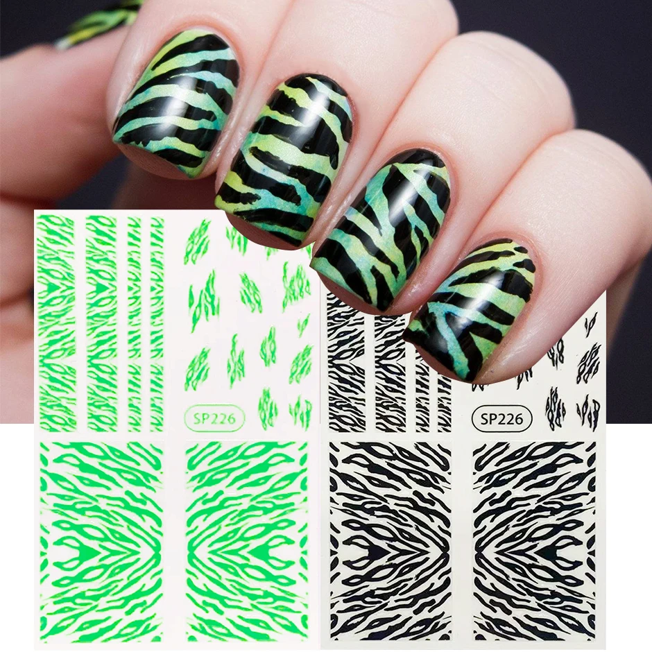 Lime Green Zebra Print Nails