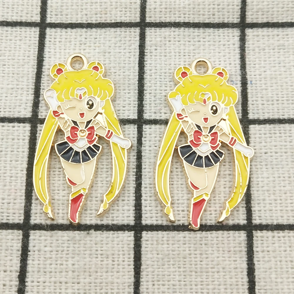 10pcs enamel cartoon girl charm jewelry accessories earring pendant ...