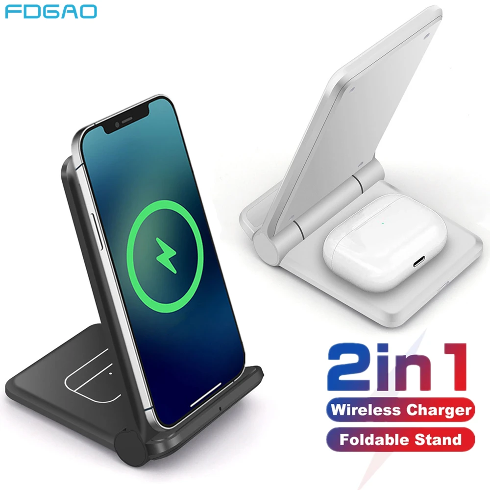 Caricabatterie Wireless 2 In 1 25W Fold Stand Pad ricarica rapida per ...