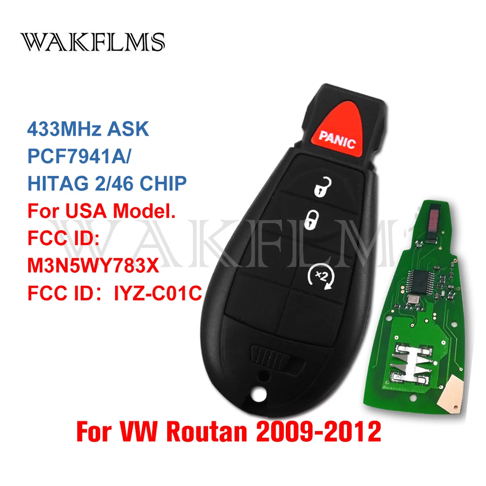 For VW Vlokswagen Routan Key 2009 2010 2011 2012 4 Buttons 433MHz ID46 ...