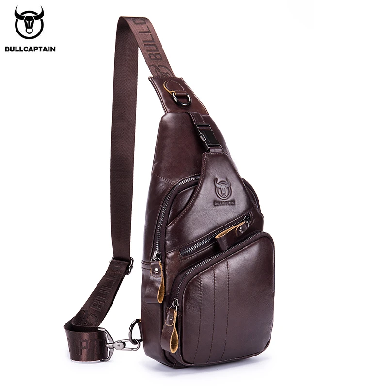 Bullcaptain 2020 Genuine Leather Chest Bag For Men Casual Messenger ...