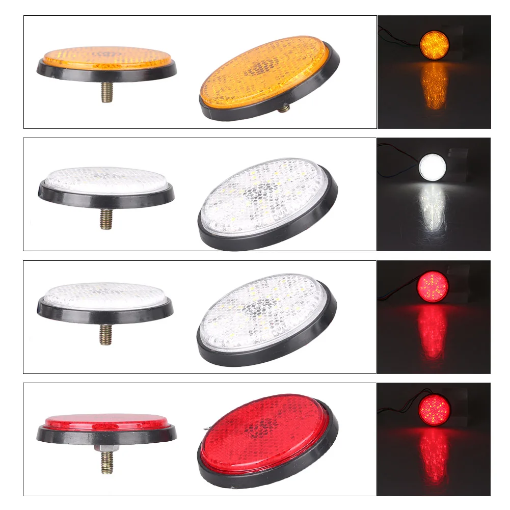 2Pcs Universal Round Reflector LED Rear Tail Brake Stop Light For Car ...