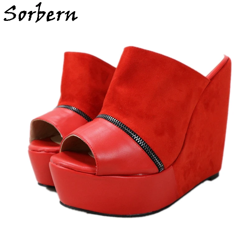 Sorbern-Red-Open-Toe-Summer-Sandals-For-Women-Slides-Wedges-Extrem-High ...