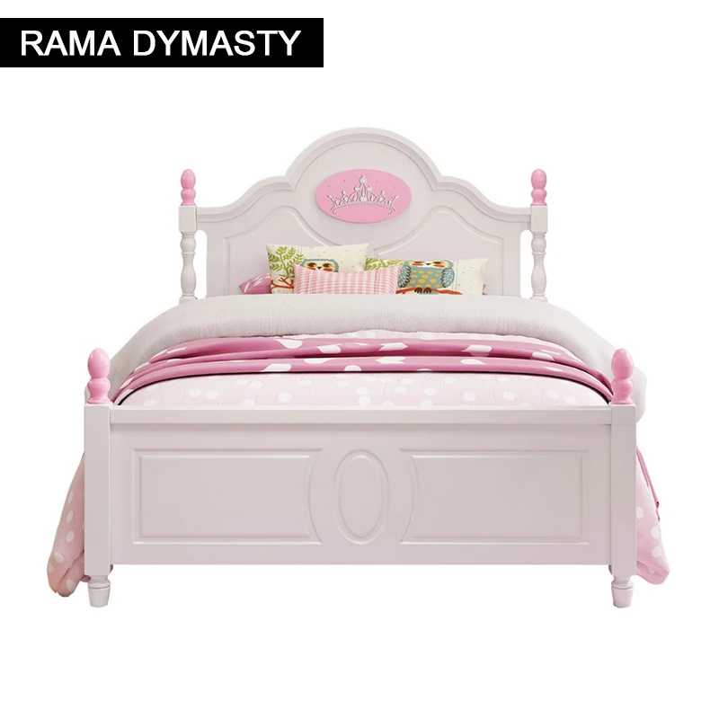 Camas de madera maciza para niños, mueble de color rosa, estilo europeo ...