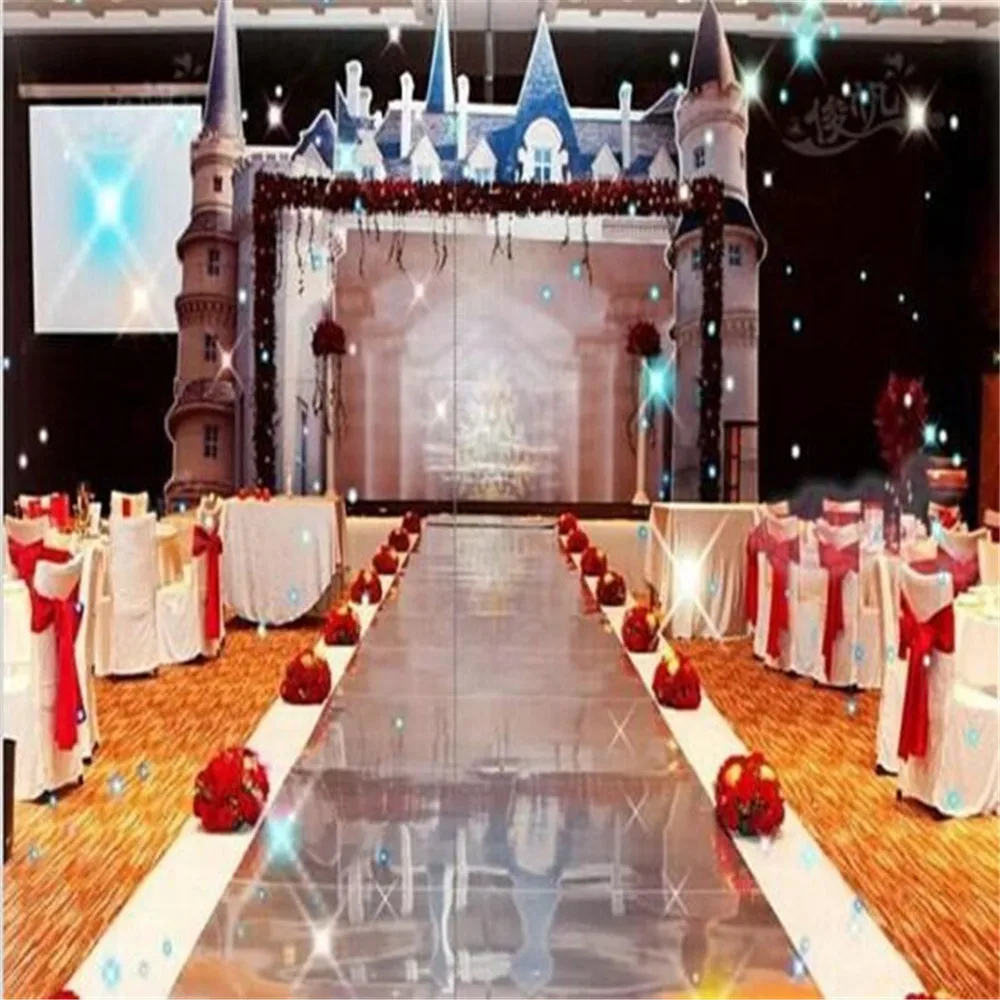 1m Wide Luxury Wedding Backdrop Decor Mirror Carpet Gold Silver Double ...