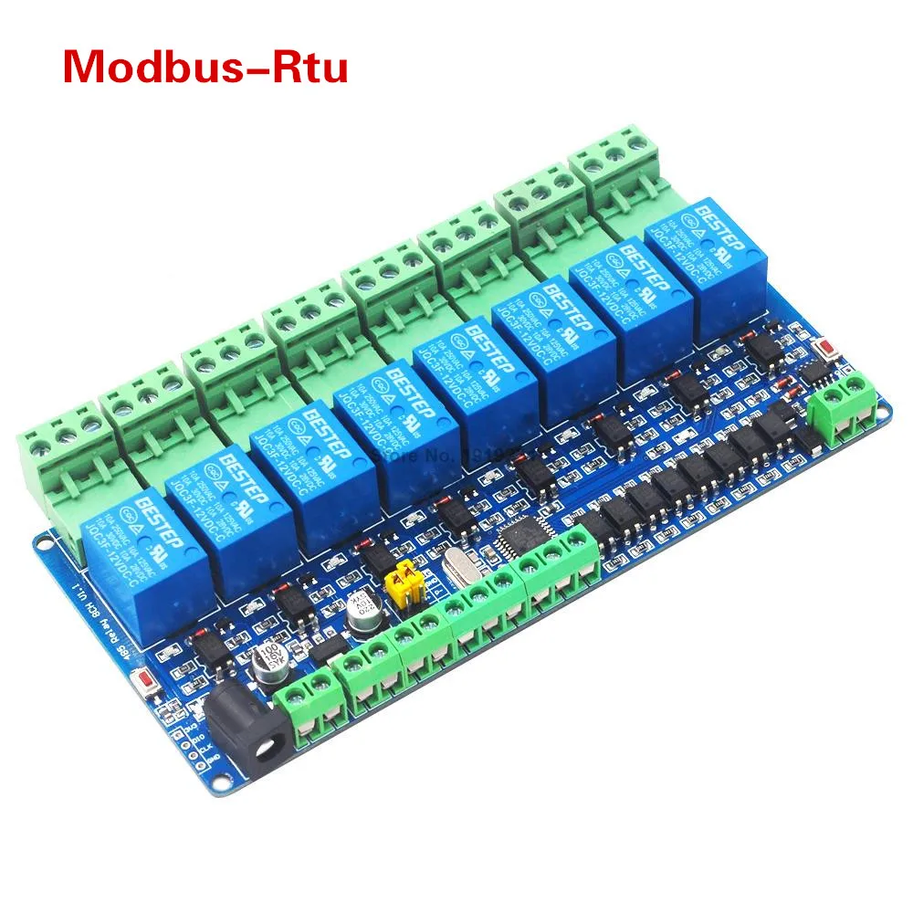 Modbus rtu Módulo de relé de 8 canales, 12V, interruptor de entrada/salida RS485/comunicación ...