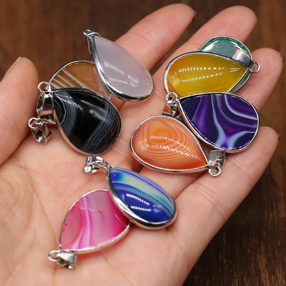 Fine Natural Stone Agates Pendants Water Drop Reiki Heal Agates Crystal ...