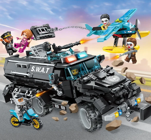 Enlighten SWAT Building Block City Police Antiriot Armored Car Figures ...