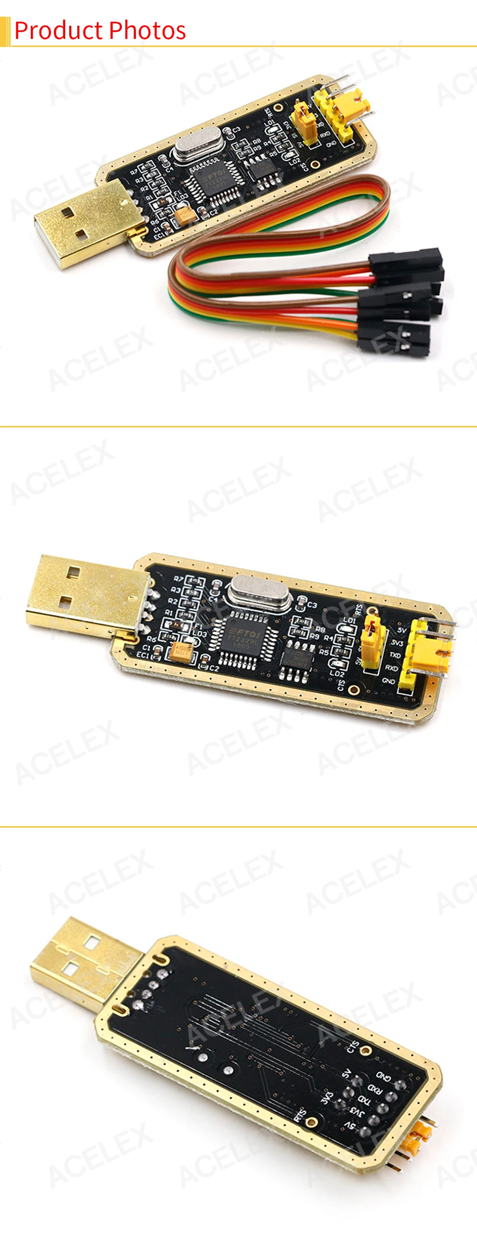 Адаптер USB в TTL, преобразователь USB в серийный для проектов разработки, с подлинным FTDI USB ...