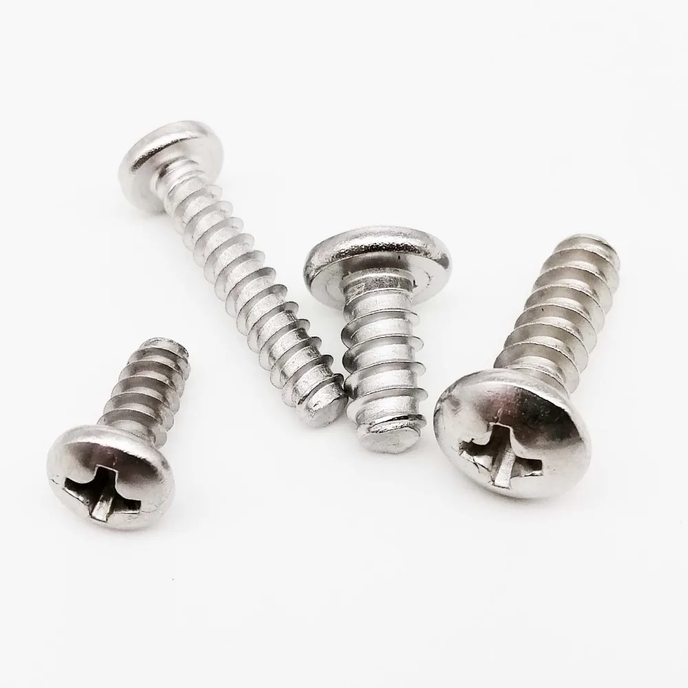 M2 50pcs-6mm -Vis autotaraudeuse à tête ronde Phillips, en acier inoxydable 304, 10-50X M1.2 M1 ...