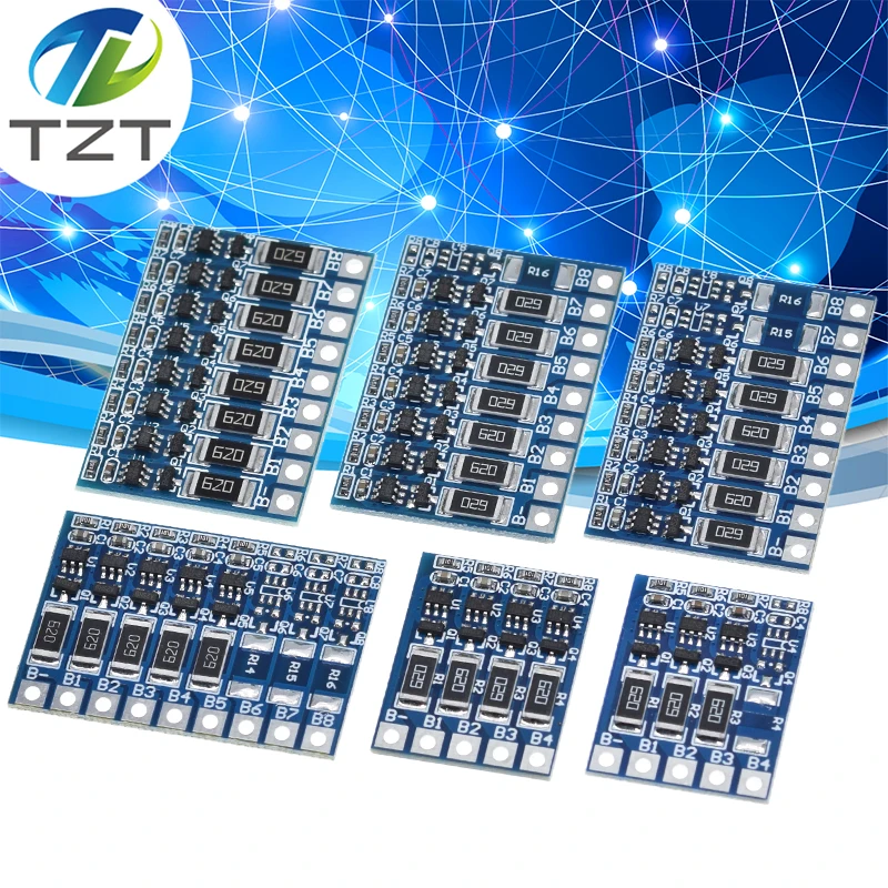 3S 4S 5S 6S 7S 8S 21V 4.2v li-ion balancer board 18650 li-ion balncing ...