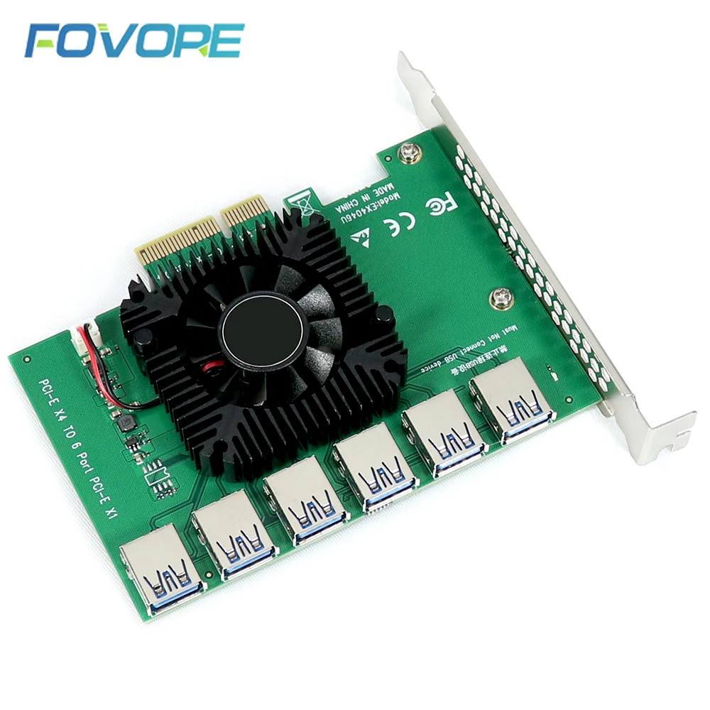 Pci Express Riser Card Pcie X4 1 To 6 Pcie Slot 4x To 16x Graphics Card ...