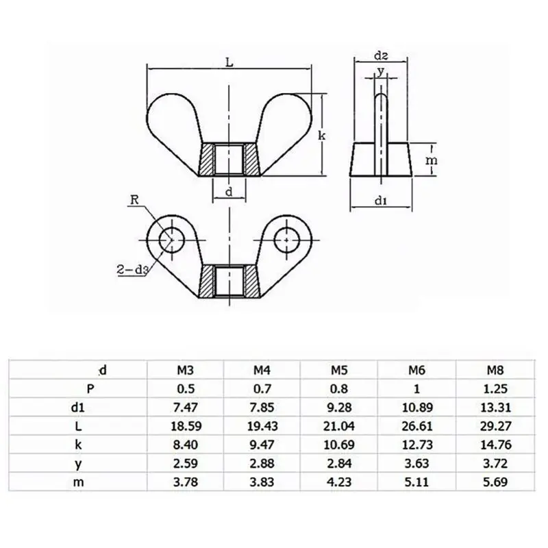 ECROU,--Écrous papillon en acier galvanisé 50 pièces-ensemble, M3 M4 M5 ...