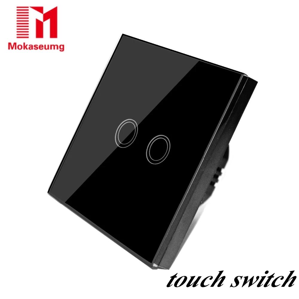 EU UK Wall Mount Touch Switch With LED Indicator Crystal Glass Panel ...