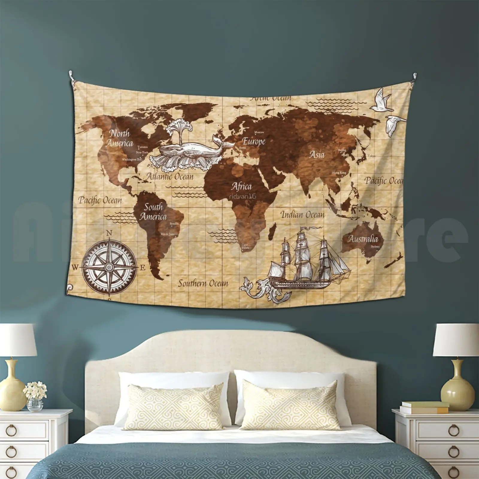 Piracka-zatoka-tajna-mapa-gobelin-t-o-ciana-wisz-ca-mapa-wiata-stara ...