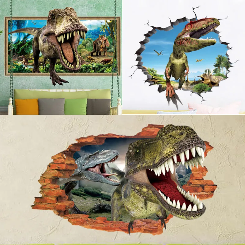 Dinosaur Wall Stickers Bedrooms | 3d Friendly Dinosaur Wall Sticker ...