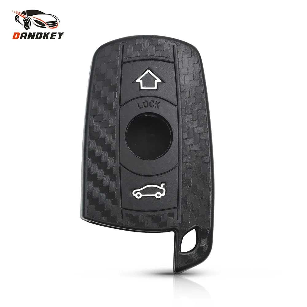Dandkey Silicone Car Key Case Fob Keychain Carbon Fiber Cover For BMW ...