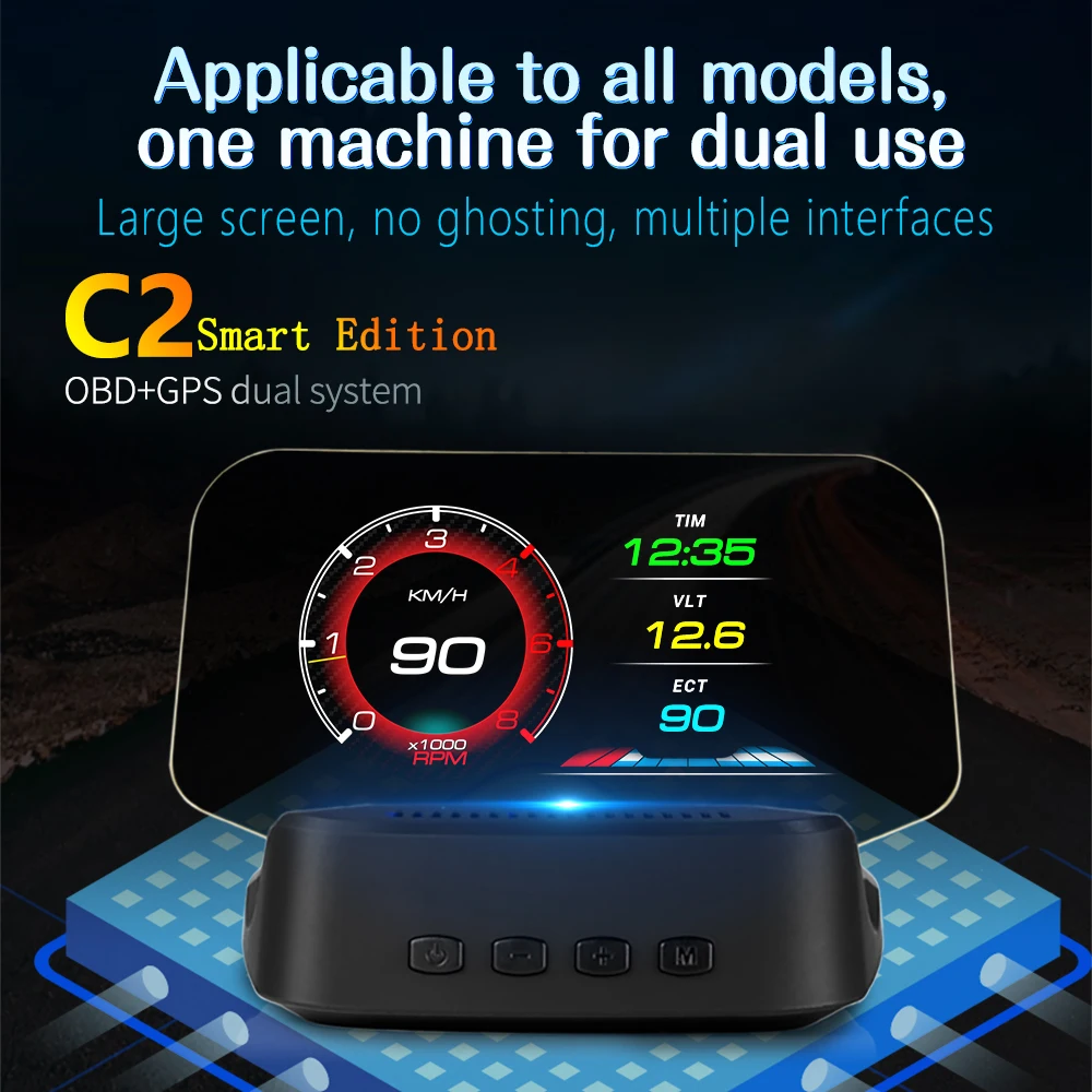 OBDHUD C2 OBD2 Hud GPS Digital Speed Mater Universal Navigation ...