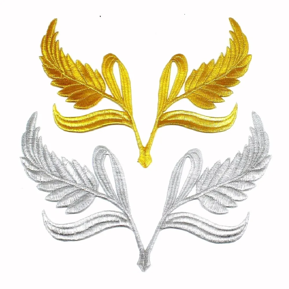 Gold-Embroidery-Patches-Iron-On-Appliques-Eagle-Wings-Mirror-Flower ...