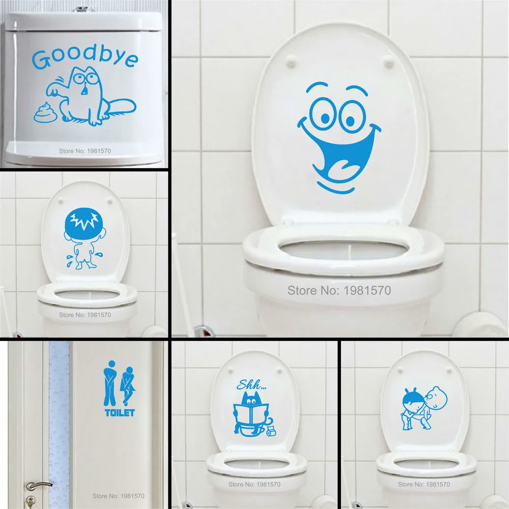 Luminous Toilet Sticker Funny Cartoon Glow in the Dark Bathroom Sticker ...