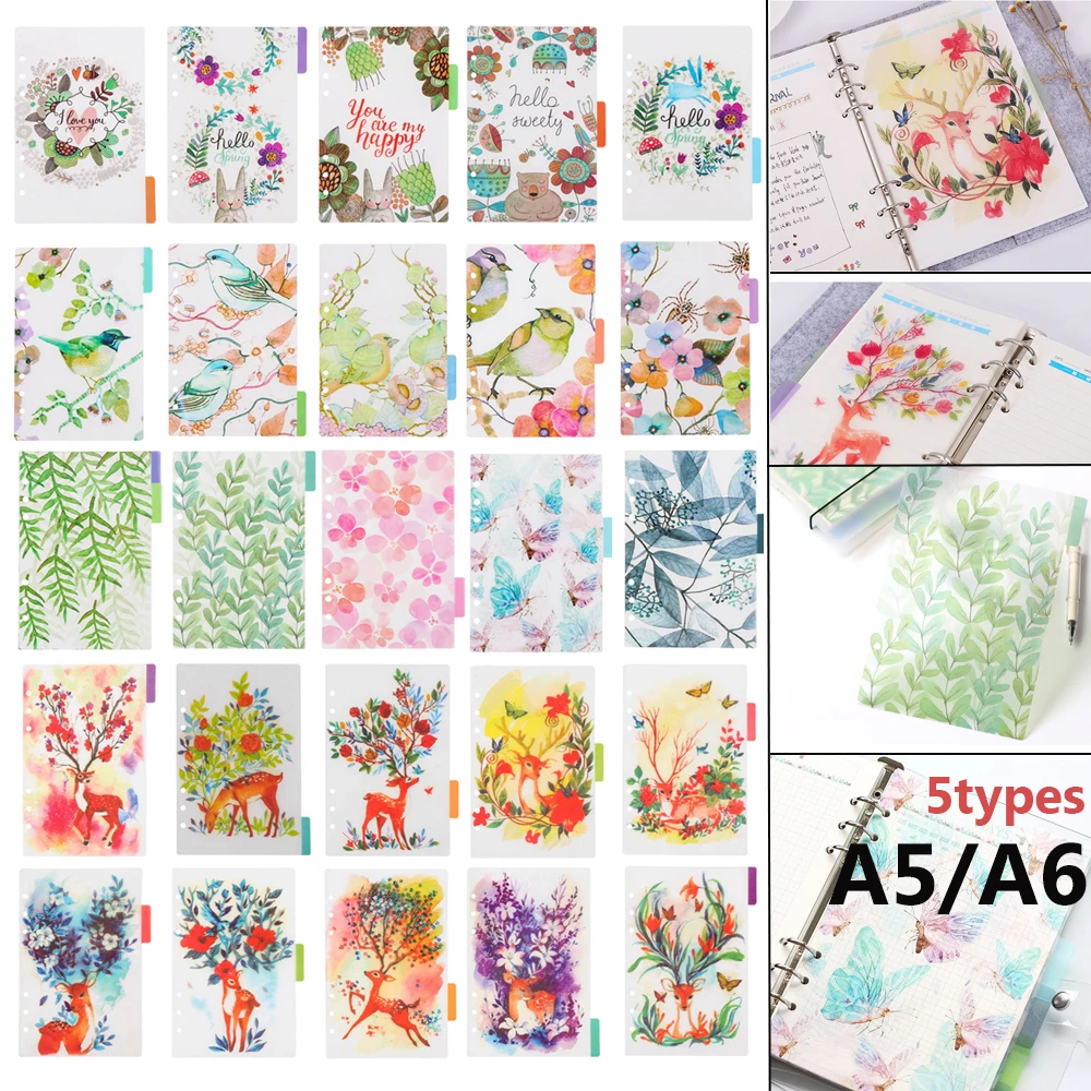 Plastic Shell Category Pages Refillable Ring Binder Notebook Paging ...