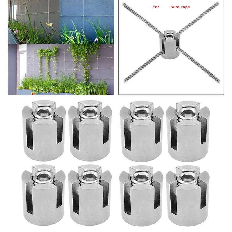 8-Pcs-Stainless-Steel-Wire-Rope-Green-Wall-Trellis-Fitting-Cross-Clip ...