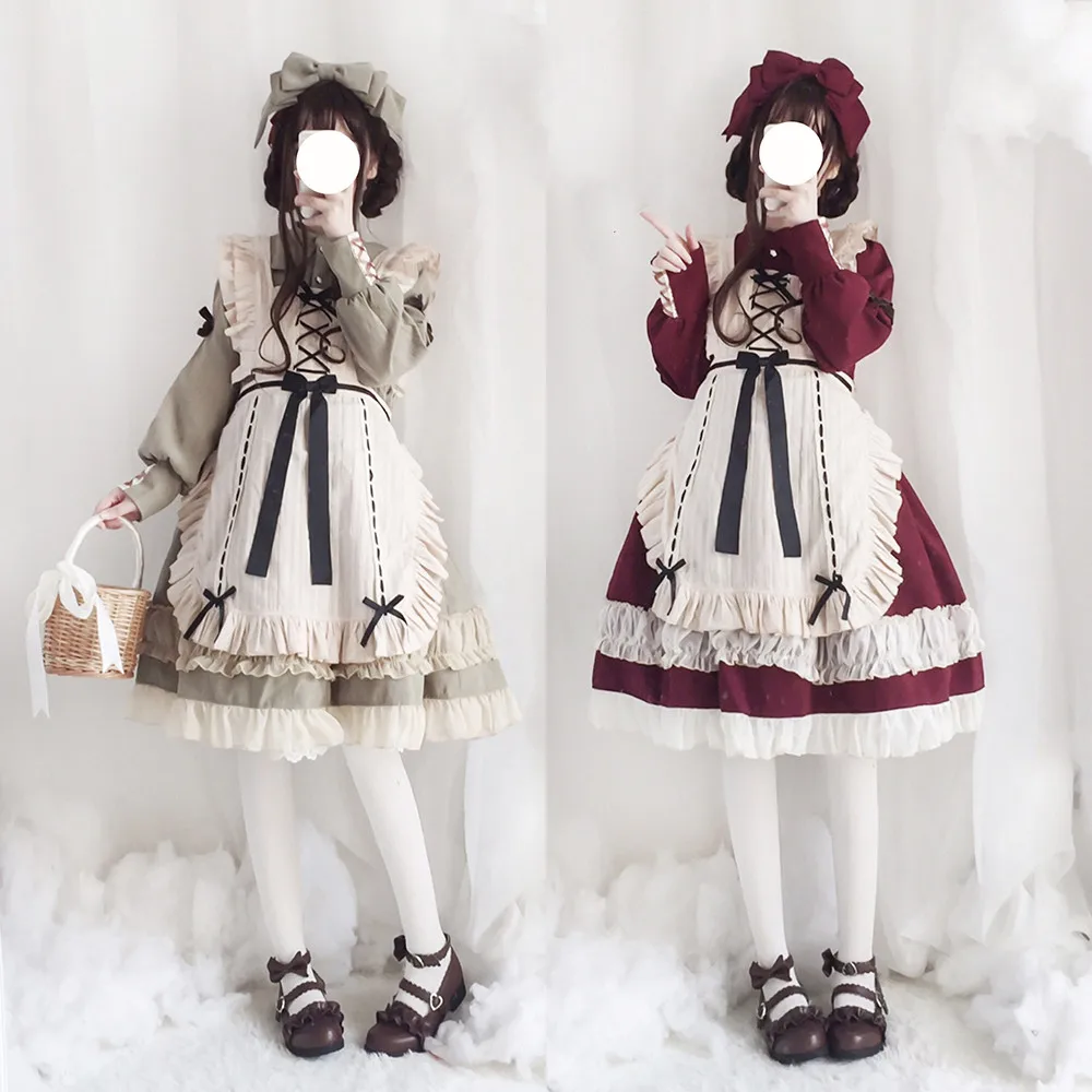 Vestido-de-princesa-lolita-vintage-de-encaje-con-lazo-cuello-peter-pan ...