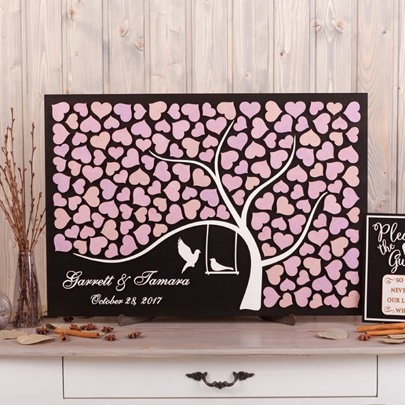 Custom Colors Wedding Guest Book Rustic Wedding Guestbook Tree Of ...