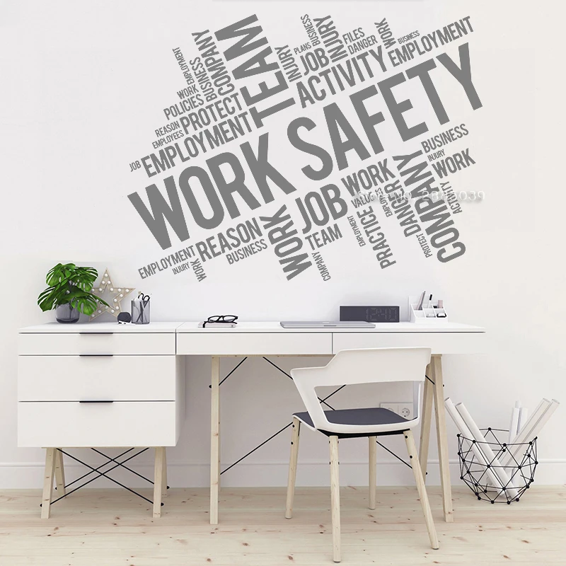 Work Safety Lettering Vinyl Wall Decal Business Office Team Wall ...